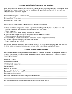 Fillable Online Common hospital intake procedures - BirthLore Fax Email ...