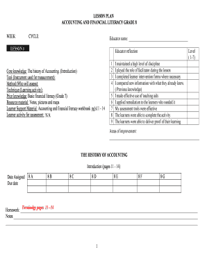 Fillable Online LESSON PLAN ACCOUNTING AND FINANCIAL LITERACY GRADE 8 ...