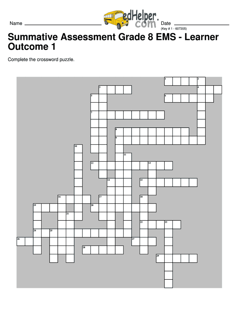 Fillable Online Name Date (Key # 1 607205) Summative Assessment Grade 8 EMS Learner Outcome 1 ...