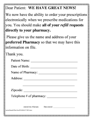 Fillable Online Pharmacy Info Form Fax Email Print - pdfFiller