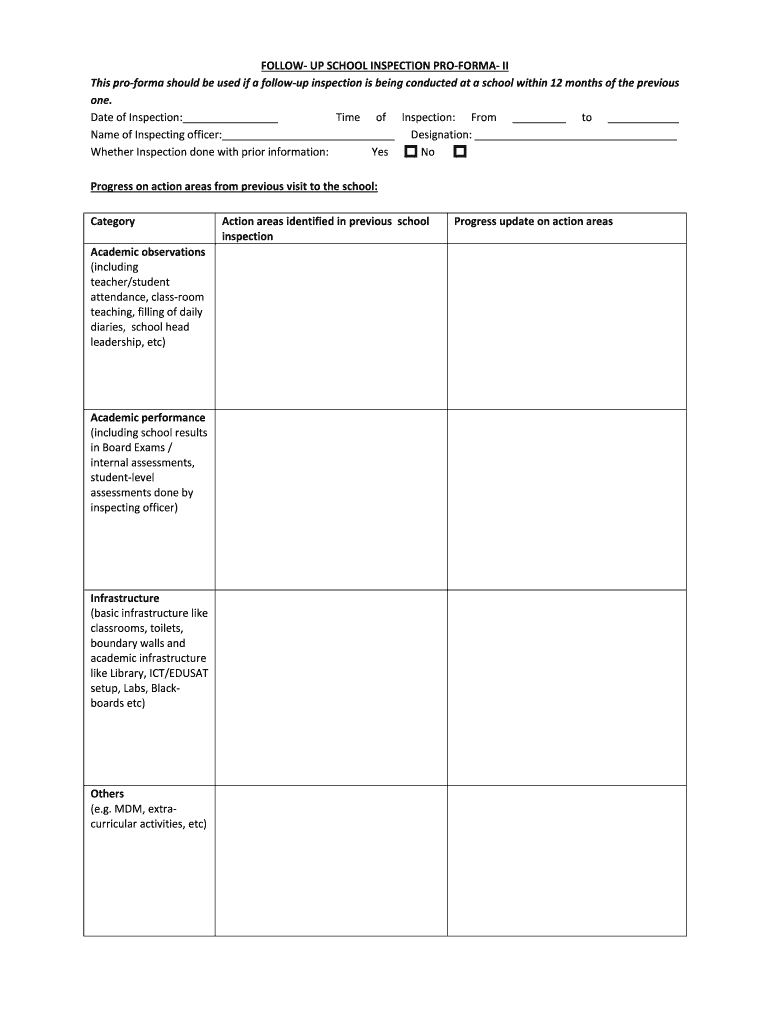 Fillable Online dsehry SCHOOL INSPECTION PROFORMA - dsehry Fax Email ...