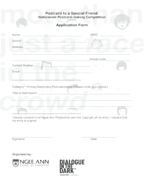 Fillable Online Postcard to a Special Friend: Application Form Fax ...