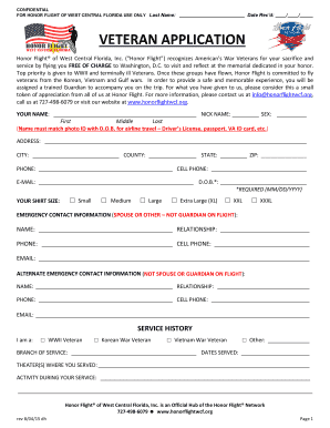 Fillable Online honorflightwcf FOR HONOR FLIGHT USE ONLY Last Name ...