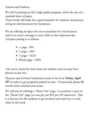 Fillable Online Program Ad & Shout Out Form Fax Email Print - pdfFiller