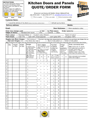 Fillable Online Kitchen Doors and Panels QUOTE/ORDER FORM - Sydney Doors Fax Email Print - pdfFiller