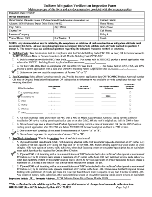 Fillable Online Uniform Mitigation Verification Inspection Form ...