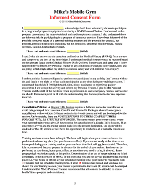 Fillable Online Mikes Mobile Gym Informed Consent Form Fax Email Print ...