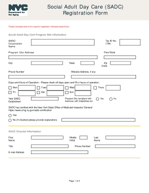 Fillable Online nyc Social Adult Day Care SADC bRegistration Formb ...