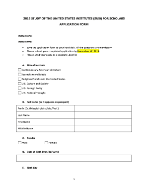 Fillable Online bfu (susi) for scholars application form Fax Email ...