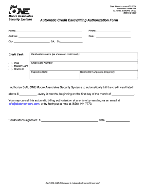 Fillable Online Automatic Credit Card Billing Authorization Form ...