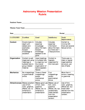 Fillable Online Astronomy Mission Presentation Rubricdoc Fax Email ...