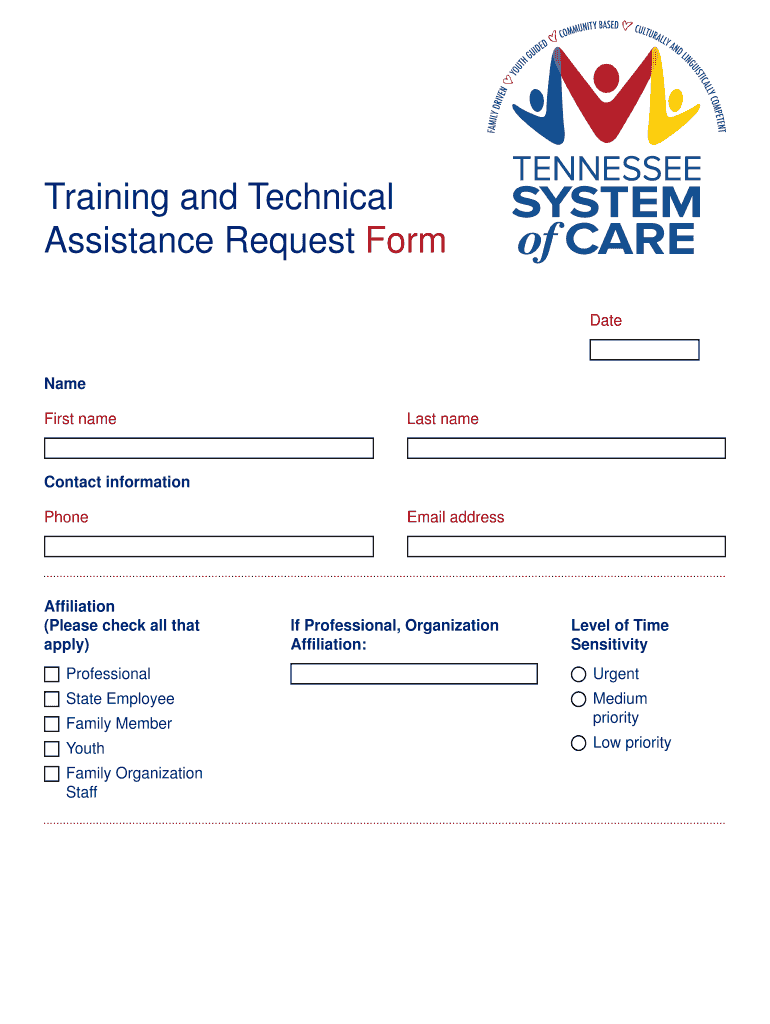 Fillable Online tn Training and Technical Assistance Request bFormb Fax Email Print - pdfFiller