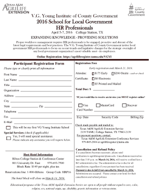 Fillable Online vgyi tamu 2016 School for Local Government HR ...