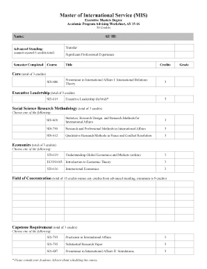 Fillable Online american Exec OC Worksheet AY15-16pages - American ...