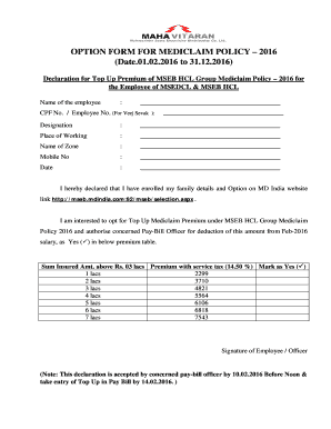 Msedcl Mediclaim Policy - Fill Online, Printable, Fillable, Blank ...