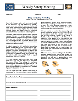 Fillable Online Sharp And Cutting Tool Safety.doc Fax Email Print - pdfFiller
