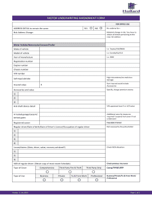 Fillable Online whiting co MOTOR UNDERWRITING AMENDMENT FORM - JWampA ...