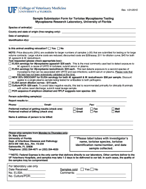 Fillable Online vetmed-labs sites medinfo ufl Sample Submission Form ...