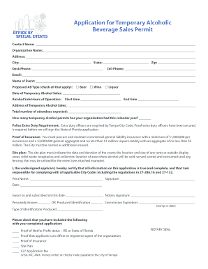 Fillable Online tampagov Alcoholic Beverage Sales Temporary for Special ...