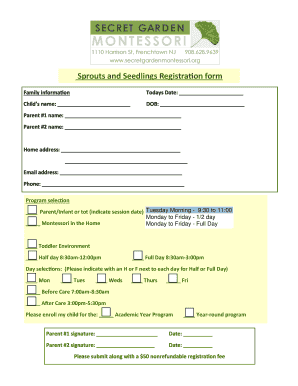 Fillable Online secretgardenmontessori Sprouts and Seedlings ...