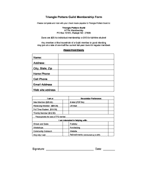 Fillable Online trianglepotters Triangle Potters Guild Membership Form ...