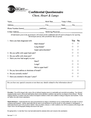 Fillable Online Confidential Questionnaire Chest, Heart & Fax Email ...