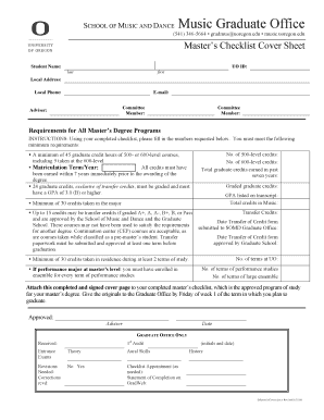 Fillable Online Masters Checklist Cover Sheet - bmusicbbuoregonbbedub ...