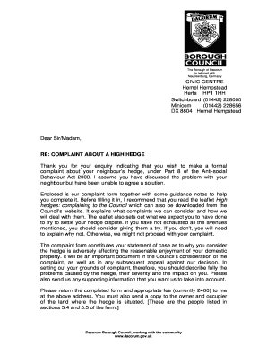 Fillable Online dacorum gov High Hedges Letter and bFormb - bOnlineb ...