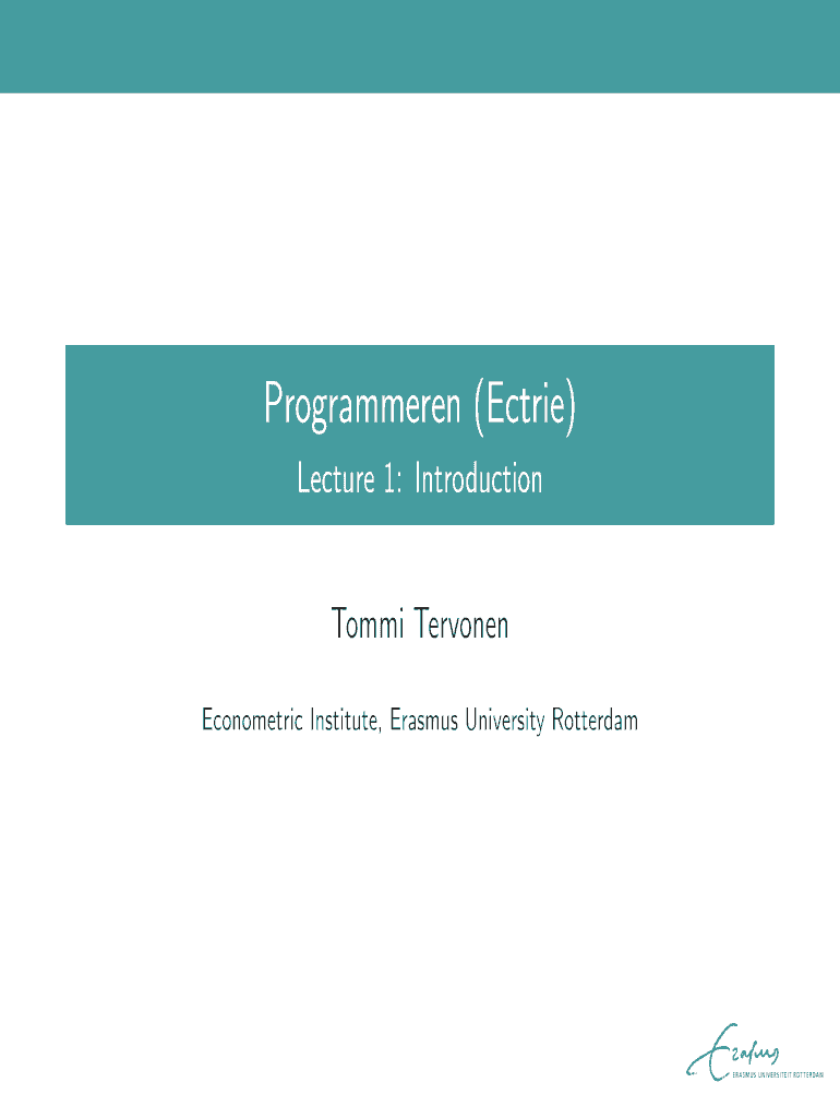 Fillable Online smaa Programmeren Ectrie - Lecture 1 Introduction - SMAAfi - smaa Fax Email ...