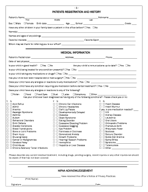 Fillable Online PATIENTS REGISTRATION AND HISTORY - 3 blue trees Fax Email Print - pdfFiller