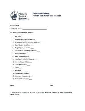 Fillable Online pse-edu Student Orientation Sign-Off - Private & Public ...