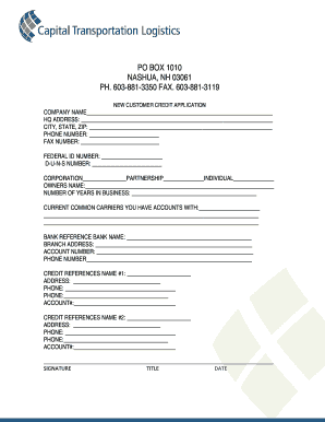 Fillable Online CTL New Customer Credit Application Fax Email Print - pdfFiller