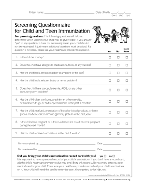 Fillable Online ) (day) Screening Questionnaire for Child and Teen ...