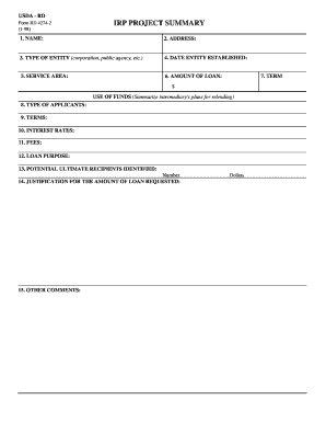 Fillable Online forms sc egov usda IRP PROJECT SUMMARY - forms sc egov ...