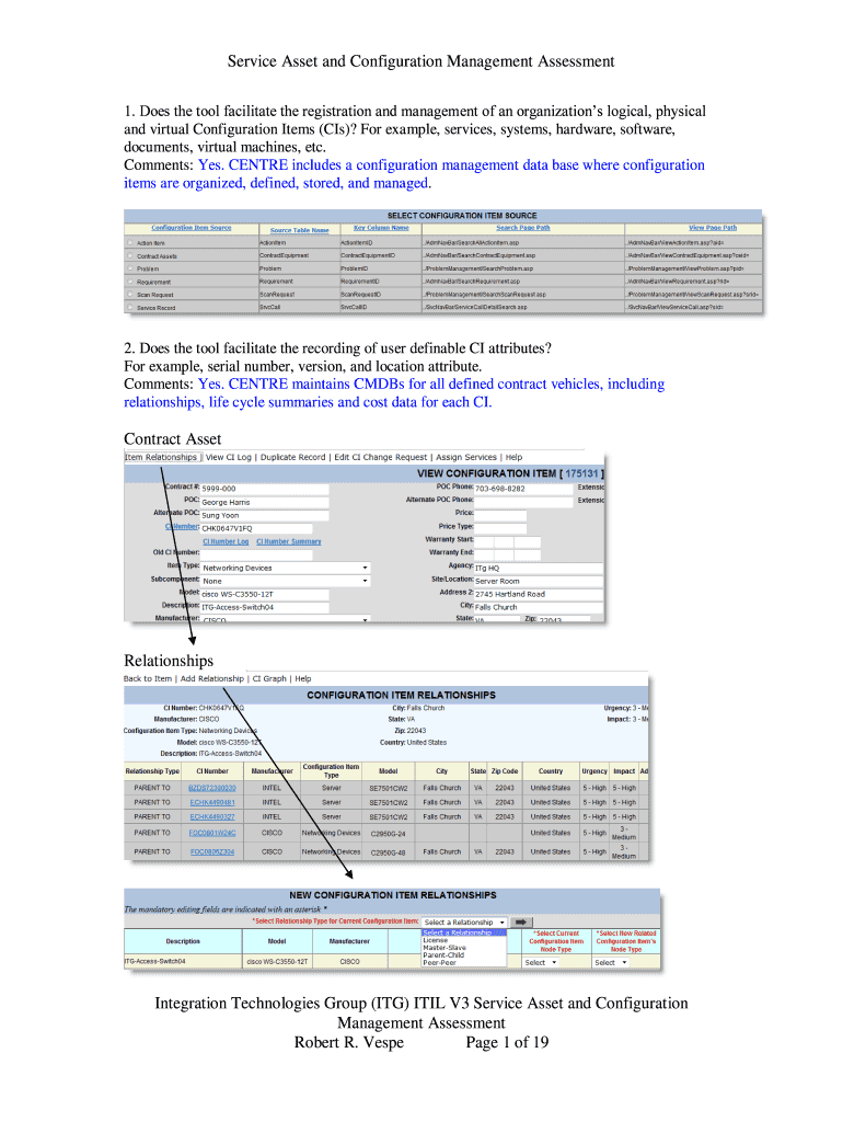 Fillable Online Service Asset and Configuration Management Assessment ...