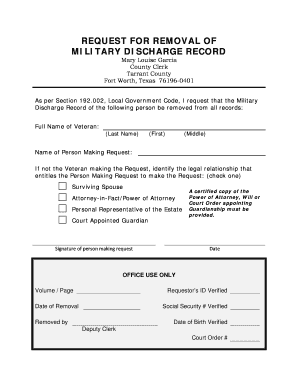 Fillable Online BREQUESTb FOR REMOVAL OF bMILITARYb DISCHARGE RECORD ...