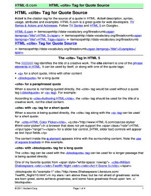 Fillable Online HTMLTag for Quote Source Fax Email Print - pdfFiller