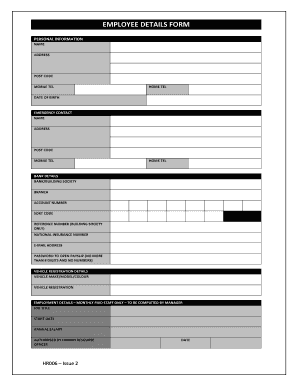 Fillable Online wmsp co EMPLOYEE DETAILS FORM - Home Events Summer ...