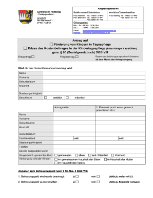 Ausfüllbar Online hassberge Antrag auf Frderung von Kindern in Tagespflege Erlass des Fax Email ...
