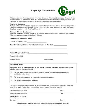 Fillable Online Age waiver form - berkshiresoccerorg Fax Email Print ...