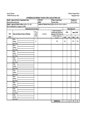 Fillable Online Covered electronic waste (cew) collection log ...