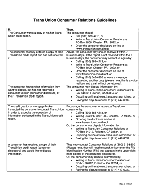 Fillable Online Trans Union Consumer Relations Guidelines Fax Email ...