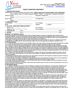 Fillable Online YACHT CHARTER CONTRACT - bYelkenlib Fax Email Print ...