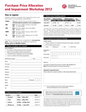 Fillable Online Purchase Price Allocation and Impairment Workshop 2012 ...