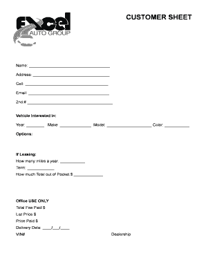 Fillable Online Automobile Request Form - Excel Auto Group Fax Email ...