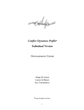 Fillable Online conflictdynamics Conflict Dynamics Profile Individual ...
