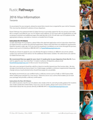 Fillable Online As you prepare for your program, please be aware that a tourist visa is required ...