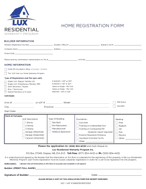 Fillable Online HOME REGISTRATION FORM RESIDENTIAL Fax Email Print ...