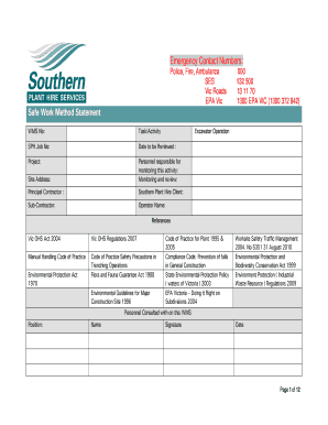 Fillable Online Emergency Contact Numbers Police Fire Ambulance 000 SES ...