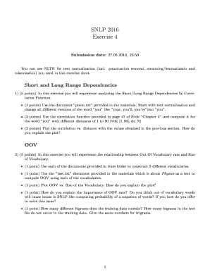 Fillable Online SNLP b2016b Exercise 4 Fax Email Print - pdfFiller